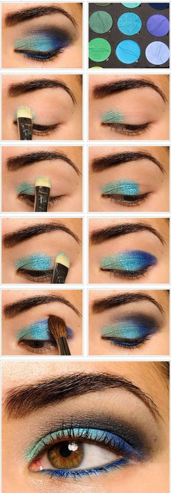 Maquillaje azul brillante. 15 tutoriales de maquillaje para los ojos ...